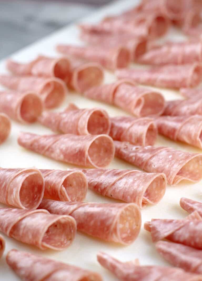 Cornucopia Salami Rollups with Cream Cheese – Erica's Recipes