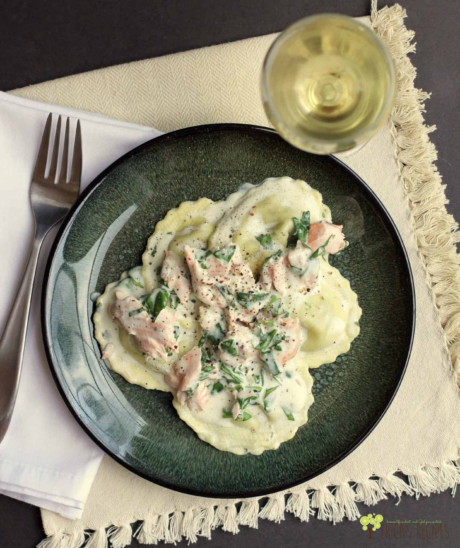Weeknight Ravioli with Spinach, Salmon, and Boursin Cheese Sauce ...